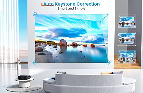 Auto Focus - Projector 5G WiFi Bluetooth with 100'' Screen - Goiaey 480 ANSI 18000L Native 1080P Portable Outdoor Movie Projector 4K Support, Auto 6D Keystone, Video Projector for iOS/Android/TV/PS5