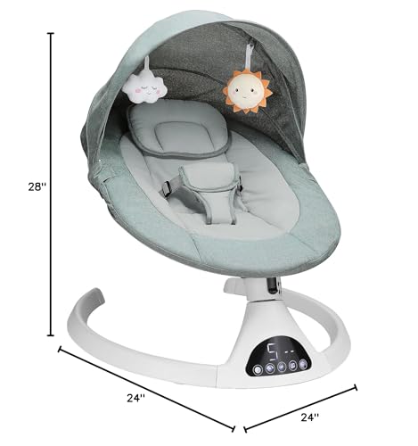 T TICCI Baby Swings for Infants, 5 Speed Bluetooth Baby Bouncer, Motorized Bluetooth Swing, Built-in 3 Timer Settings, Music Speaker, Remote Control, 0-6 Months (Pink)