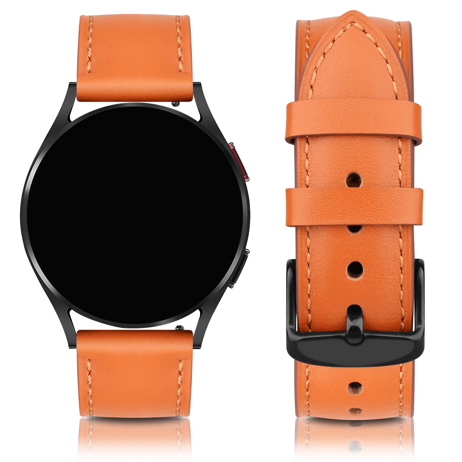 Meliya 22mm Genuine Leather Band for Huawei Watch GT3 Pro/GT2 Pro/GT3 Pro 46mm/GT2e 46mm/GT2 46mm/GT3/GT3 46mm/GT/Watch 2 Classic, Replacement Leather Strap Bracelet for Huawei Watch 3 (Orange)