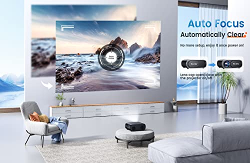 Auto Focus - Projector 5G WiFi Bluetooth with 100'' Screen - Goiaey 480 ANSI 18000L Native 1080P Portable Outdoor Movie Projector 4K Support, Auto 6D Keystone, Video Projector for iOS/Android/TV/PS5