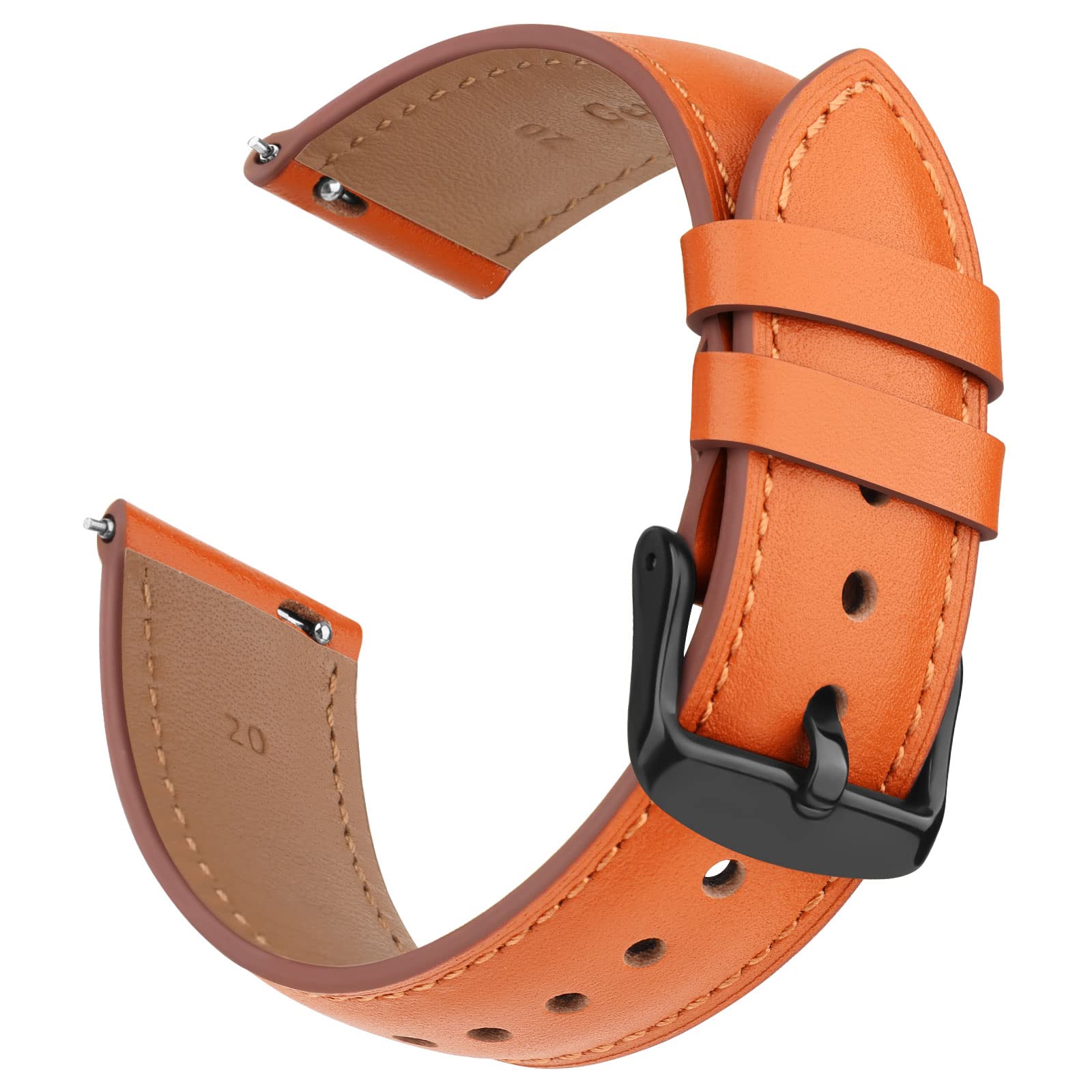 Meliya 22mm Genuine Leather Band for Huawei Watch GT3 Pro/GT2 Pro/GT3 Pro 46mm/GT2e 46mm/GT2 46mm/GT3/GT3 46mm/GT/Watch 2 Classic, Replacement Leather Strap Bracelet for Huawei Watch 3 (Orange)