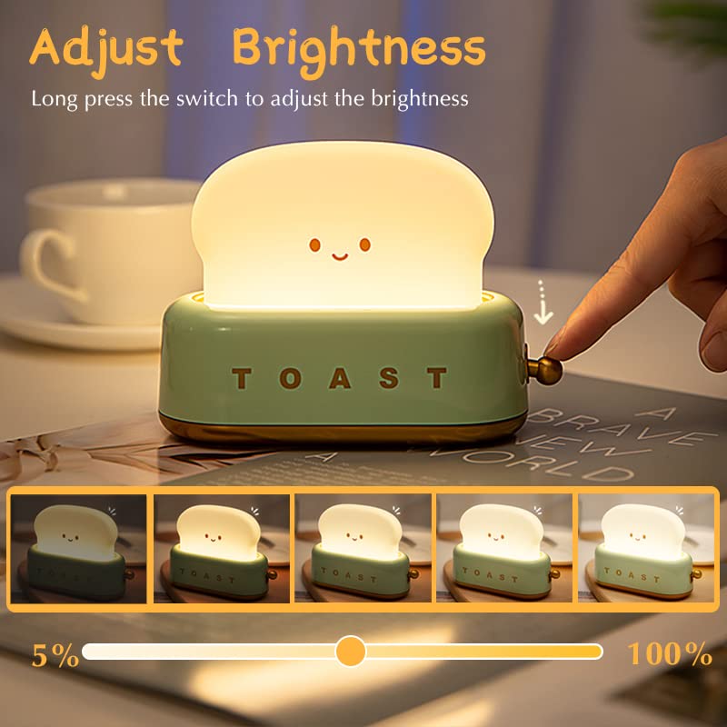 Kawaii Toaster Lamp, Smile Face Night Light for Room Decor, Timming, Dimmable Rechargeable Table Lamp for Bedroom, LED Small Lamp, Mini Aesthetic Stuff, Kids Bedside Lamps, Cute Christmas Gifts