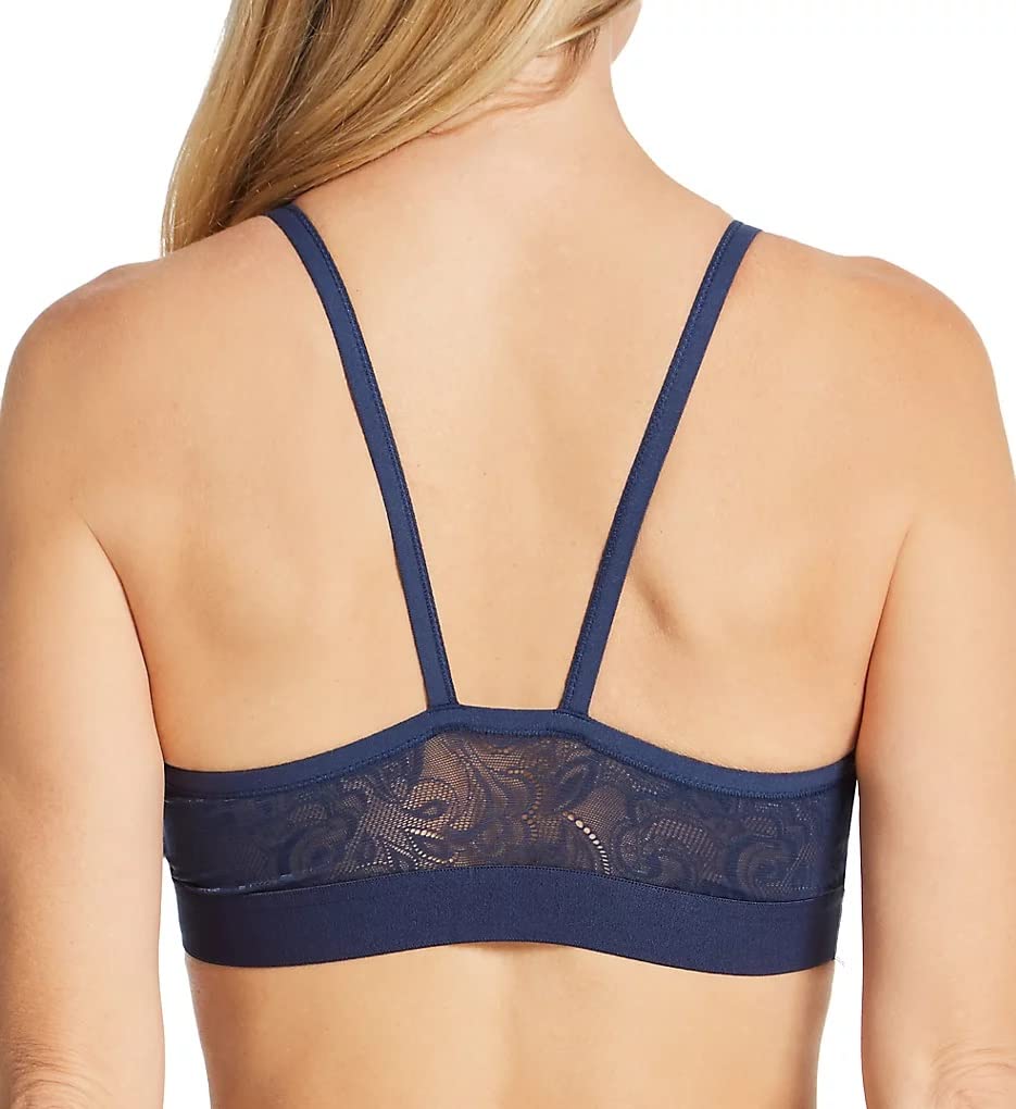 Maidenform Women's Stretch Lace Triangle Wireless Bralette, DMSLTB, Navy, L