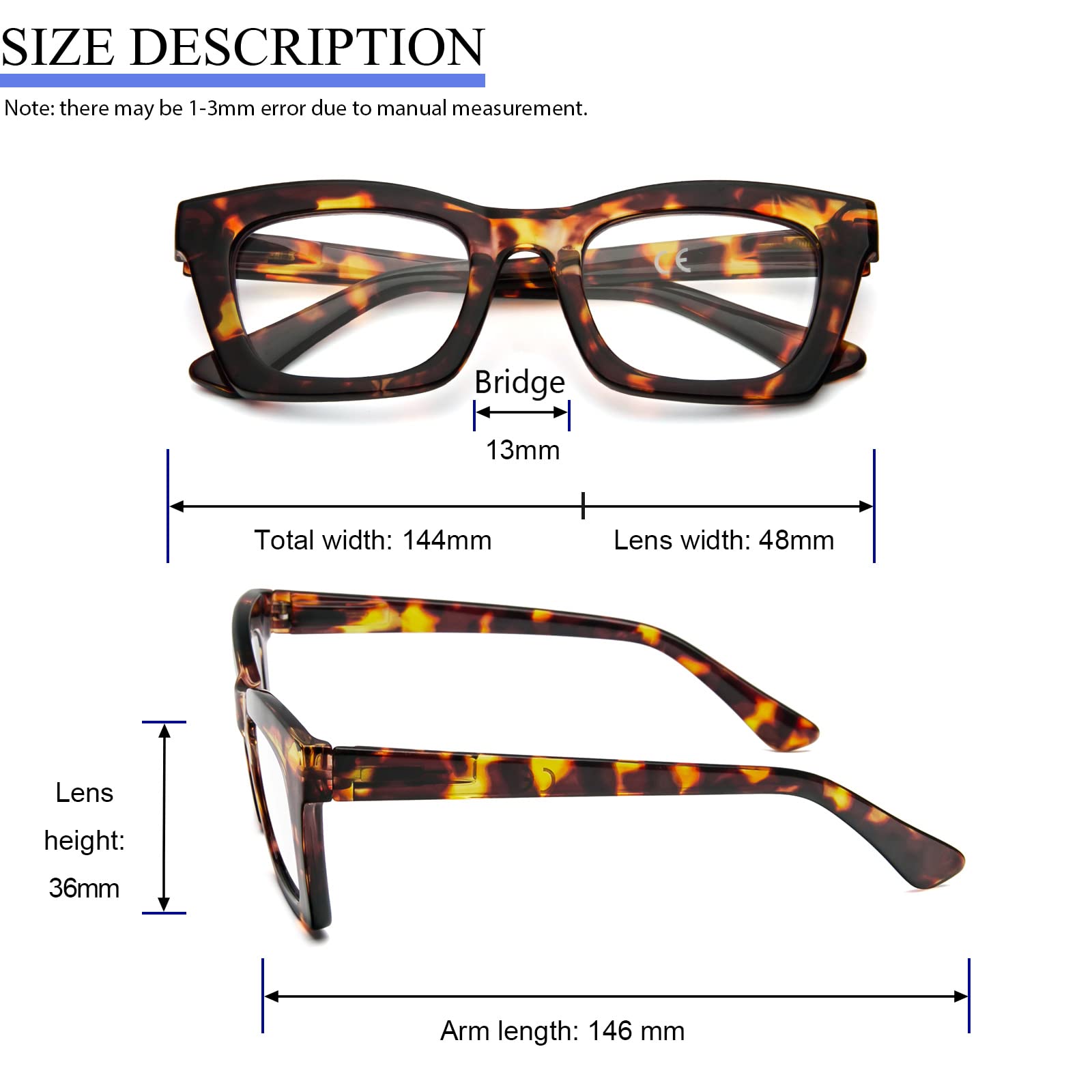 REAVEE 3 Pack Oprah Style Reading Glasses Blue Light Blocking Computer Square Readers for Women with Spring Hinge Anti Glare/Eyestrain 1.5