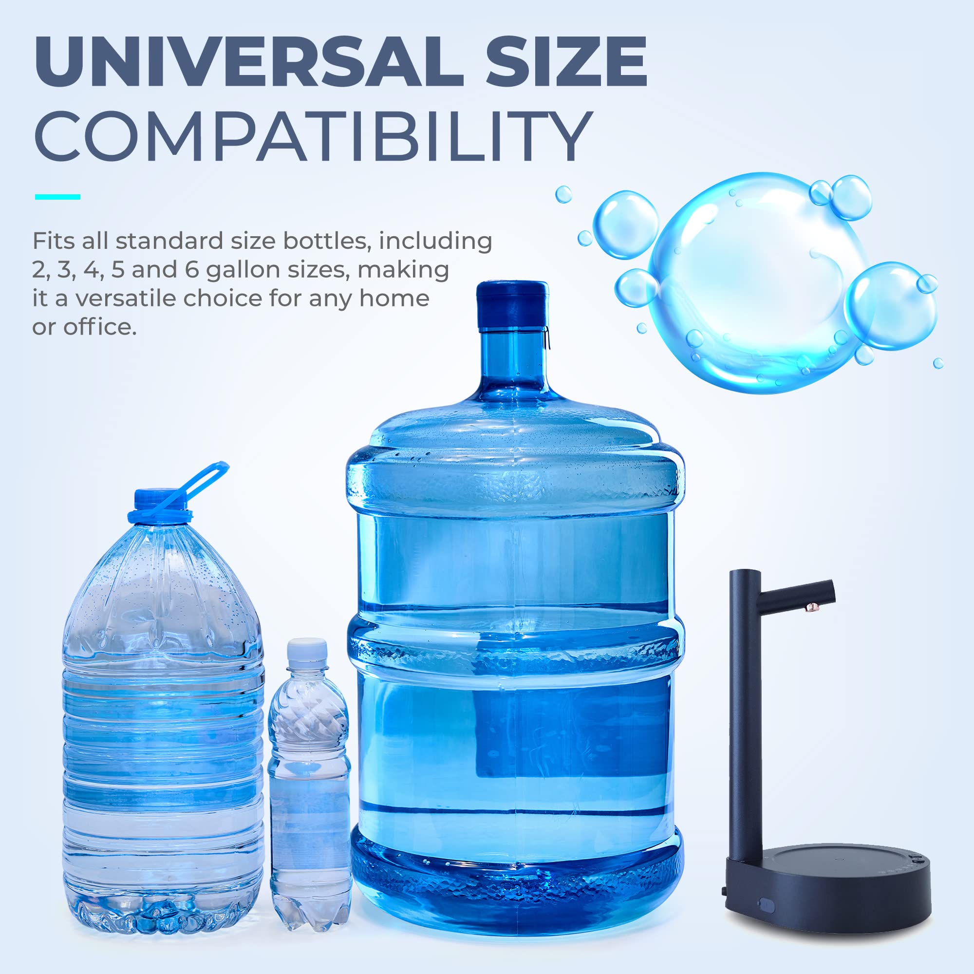 Invisible Smart Desktop Water Dispenser and Bottle Filling Station with Water Pump - Universal 3/5 Gallon Size, USB Charging, Electric Water Jug Pump Perfect for Home, Office, and Outdoors (Dark Blue)