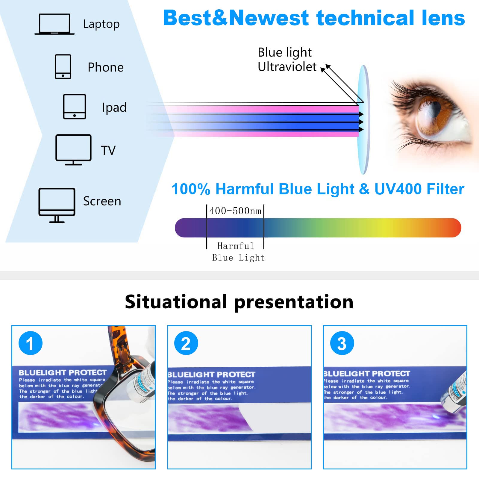 REAVEE 3 Pack Oprah Style Reading Glasses Blue Light Blocking Computer Square Readers for Women with Spring Hinge Anti Glare/Eyestrain 1.5