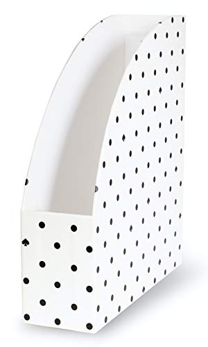 Kate Spade New York Letter Size File Folder and Magazine Holder, Black and White Desk Organizer for School/Office, Black Spade Dot