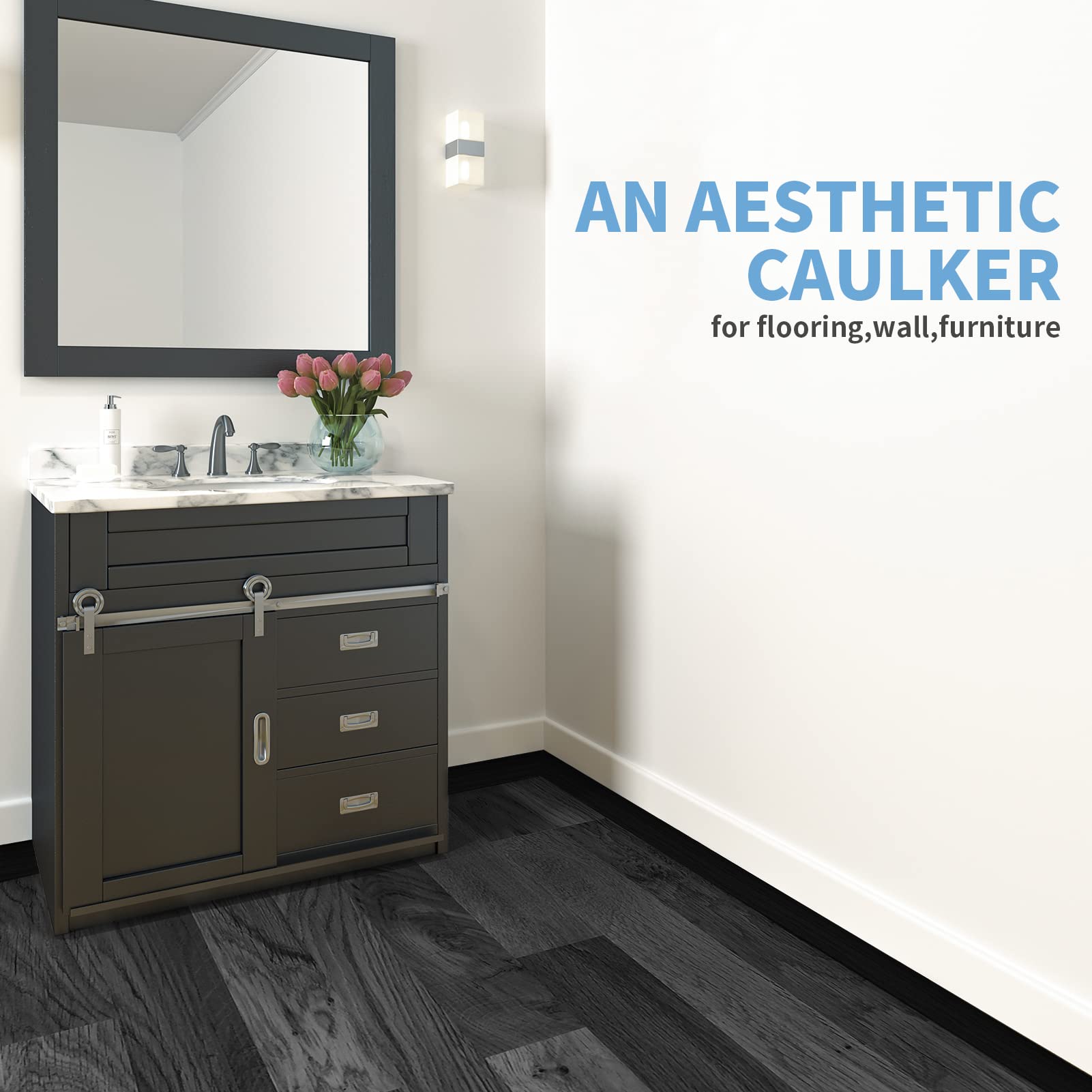Art3d Self Adhesive Vinyl Transition Strip, Laminate & Tile Strip, Flat Divider for Floor Gaps (4 FT, 1.57in, Black)