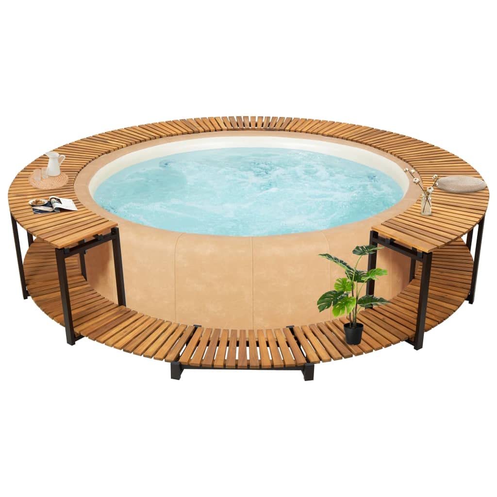 Loibinfen Wood Spa Surround Solid Acacia Wood Outdoor Massage Hot Tub Frame for Garden, Backyard, Patio Indoor or Outdoor Use 107.5"x20.9" (Diameter x H)