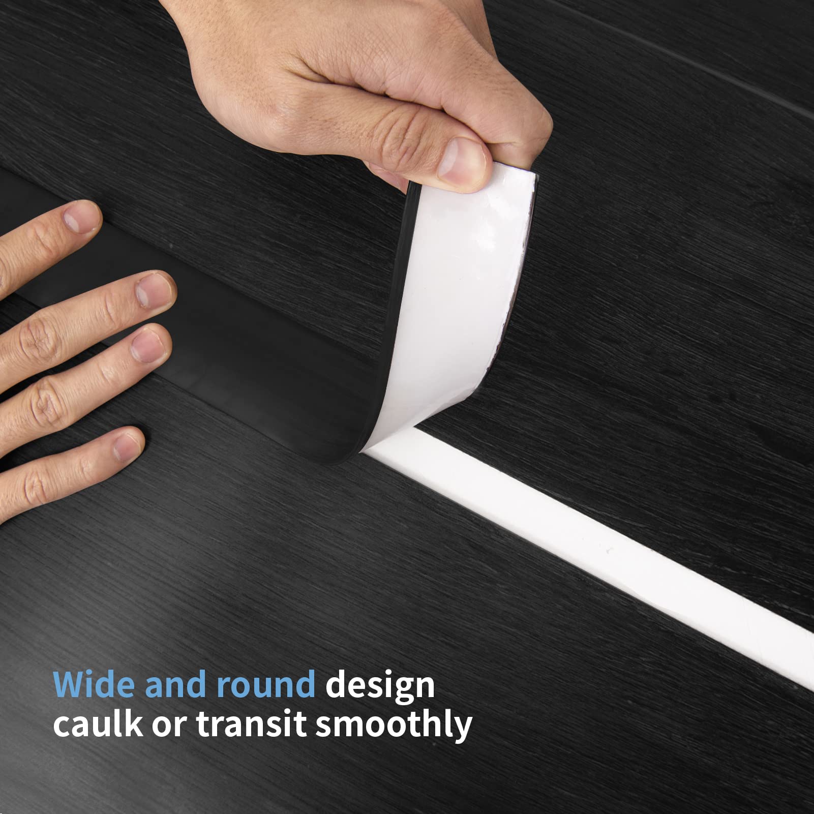 Art3d Self Adhesive Vinyl Transition Strip, Laminate & Tile Strip, Flat Divider for Floor Gaps (4 FT, 1.57in, Black)