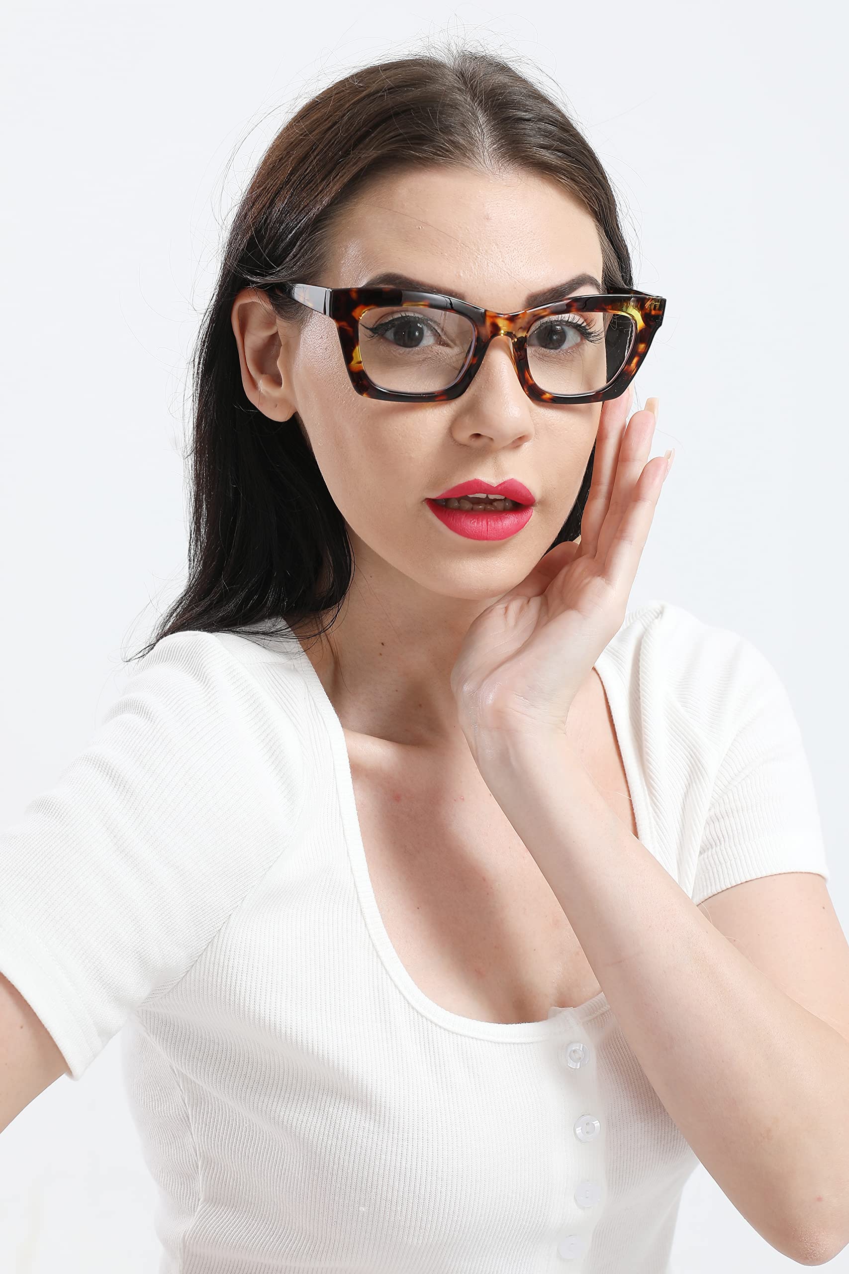 REAVEE 3 Pack Oprah Style Reading Glasses Blue Light Blocking Computer Square Readers for Women with Spring Hinge Anti Glare/Eyestrain 1.5