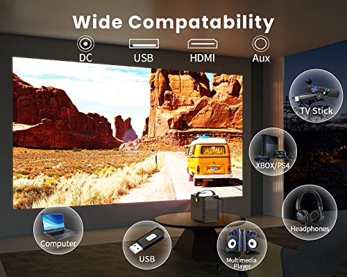 Mini Smart Projector Native 1080P, ETOE D2 Pro Portable Projector Android TV 10.0 with Prime Video, Netflix, Disney+, Video Projector 5G WiFi Bluetooth, Compatible with iOS/Android/Windows/USB