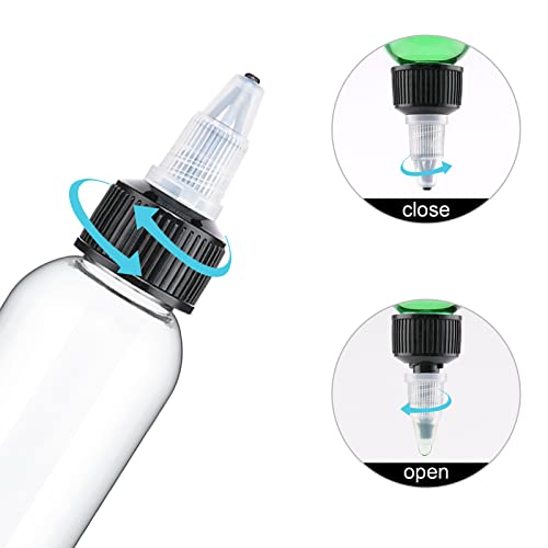 BOMEX 20 Pack 1oz Dispensing Bottles with Twist Top Cap,Small Plastic Squeeze Bottles Boston Round LDPE Bottle for Crafts,Kitchen,Household,Art, Glue(Black) (Black 4oz)