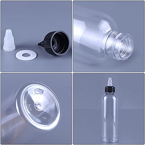 BOMEX 20 Pack 1oz Dispensing Bottles with Twist Top Cap,Small Plastic Squeeze Bottles Boston Round LDPE Bottle for Crafts,Kitchen,Household,Art, Glue(Black) (Black 4oz)