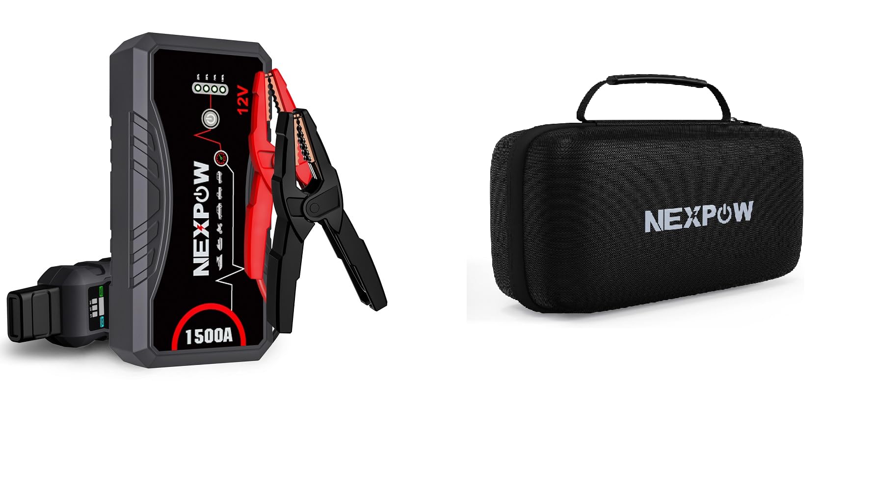 NEXPOW 1500A Peak Car Jump Starter (Up to 7.0L Gas and 5.5L Diesel Engine) and Bag Protection Case for Q10S Jump Starters