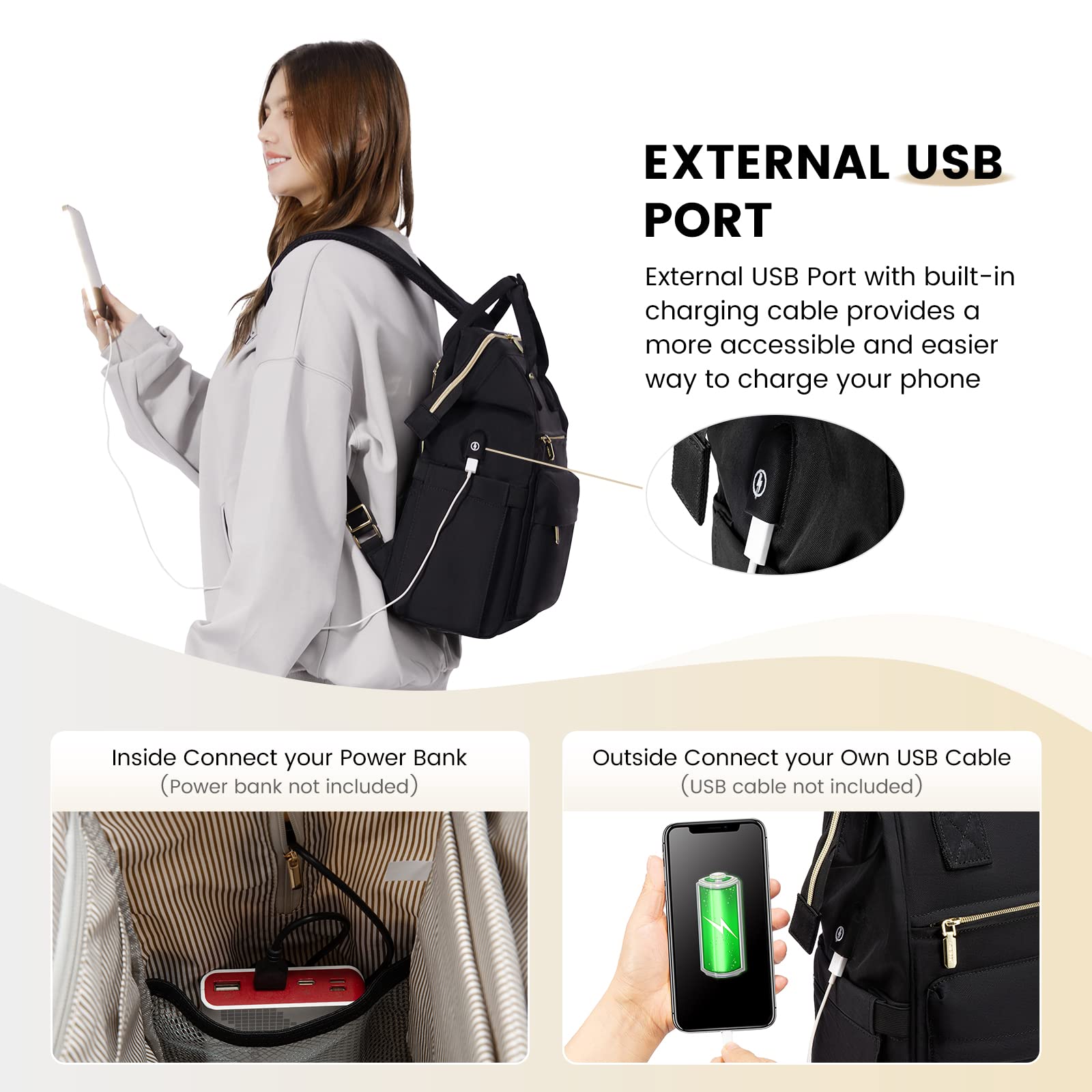 LOVEVOOK Laptop Backpack Purse for Women Waterproof Teacher Nurse Bag, 17.3 inch Work laptop Bag with USB Port, Business Travel Computer Backpack
