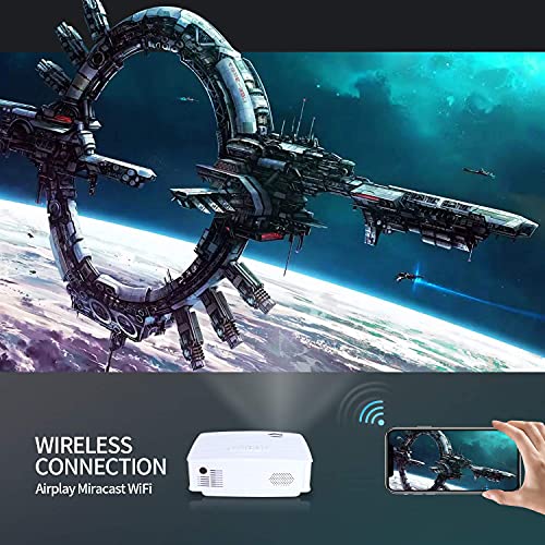 Projector, PONER SAUND WiFi Mini Projector 1080P Supported Home Outdoor Video Projector, 5500 Lux 210" Display Movie Projector, Compatible with Phone, Computer, Laptop, USB, HDMI, VGA