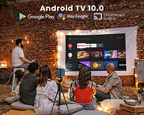 Mini Smart Projector Native 1080P, ETOE D2 Pro Portable Projector Android TV 10.0 with Prime Video, Netflix, Disney+, Video Projector 5G WiFi Bluetooth, Compatible with iOS/Android/Windows/USB