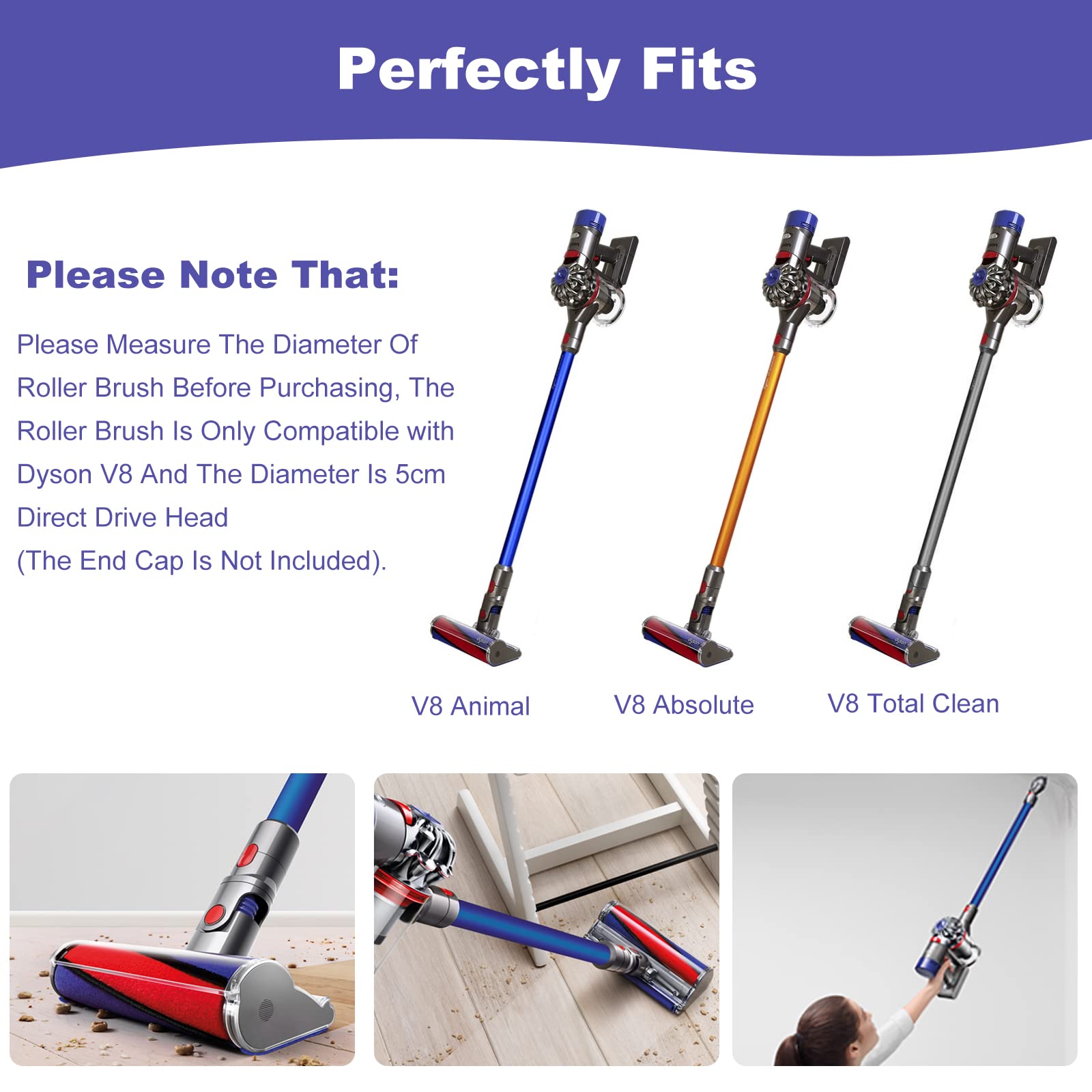 Roller Brush Replacement for Dyson V10 Cordless Vacuum Cleaner Part, Brushroll Roller Brush Bar Replacement Attachment Compatible with Dyson V10 (For Dyson V10)