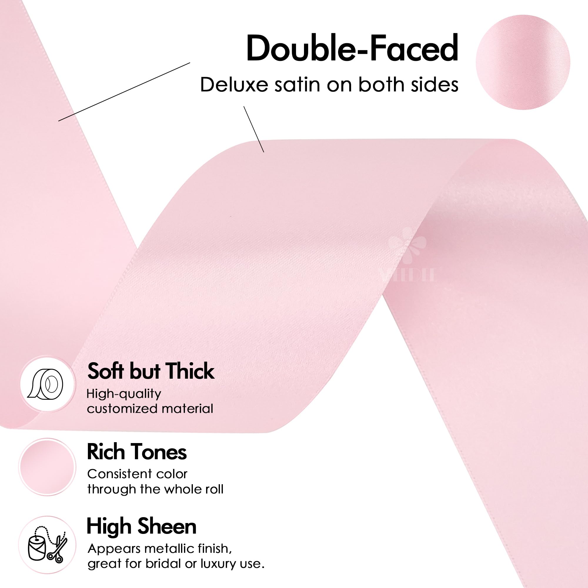 MEEDEE Pink Satin Ribbon - 2 Inch Double Faced Satin Ribbon by 25 Yards for Gift Wrapping, DIY Crafts, Weddings, Flower Bouquets, Holiday Decorating
