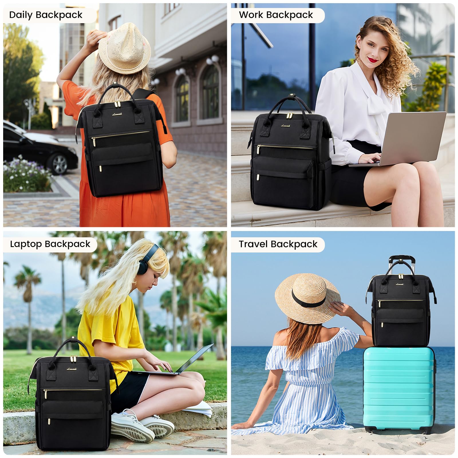 LOVEVOOK Laptop Backpack Purse for Women Waterproof Teacher Nurse Bag, 17.3 inch Work laptop Bag with USB Port, Business Travel Computer Backpack