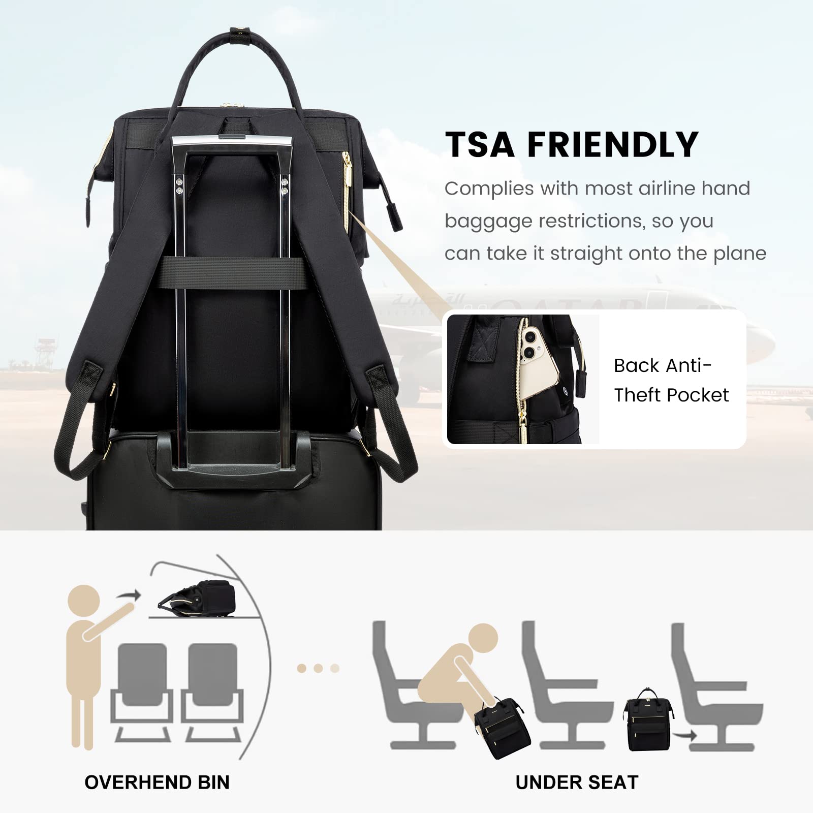 LOVEVOOK Laptop Backpack Purse for Women Waterproof Teacher Nurse Bag, 17.3 inch Work laptop Bag with USB Port, Business Travel Computer Backpack