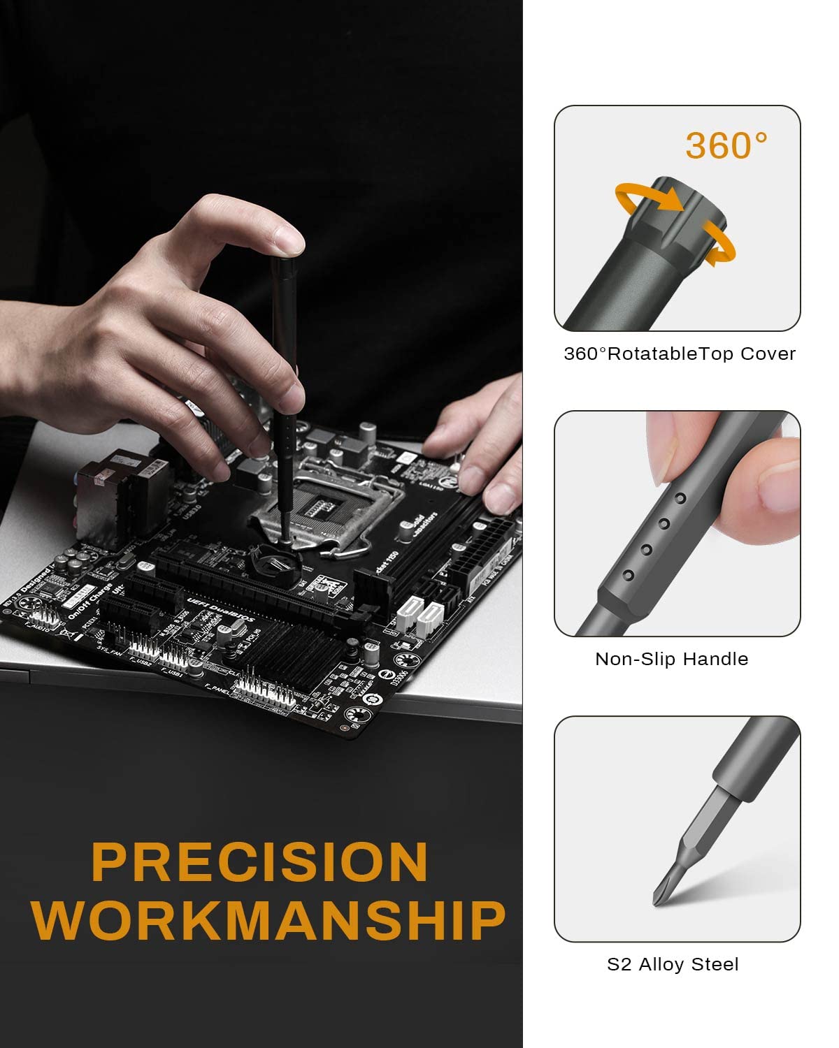 WINHUNT 24 in 1 Premium Precision Screwdriver Set, Mini Screwdriver Set Magnetic, Eyeglass Repair Kit with Phillips Head, Small Screwdriver for Electronics, PC,Watch