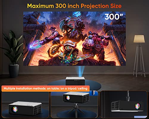 TMY 1080P Projector with 120” Screen, with 5G WiFi and Bluetooth 5.1, 450ANSI 4K Supported Portable Projector, for iOS/Android/PC/TV Stick/HDMI/AV/USB, Indoor & Outdoor Use Movie Projector