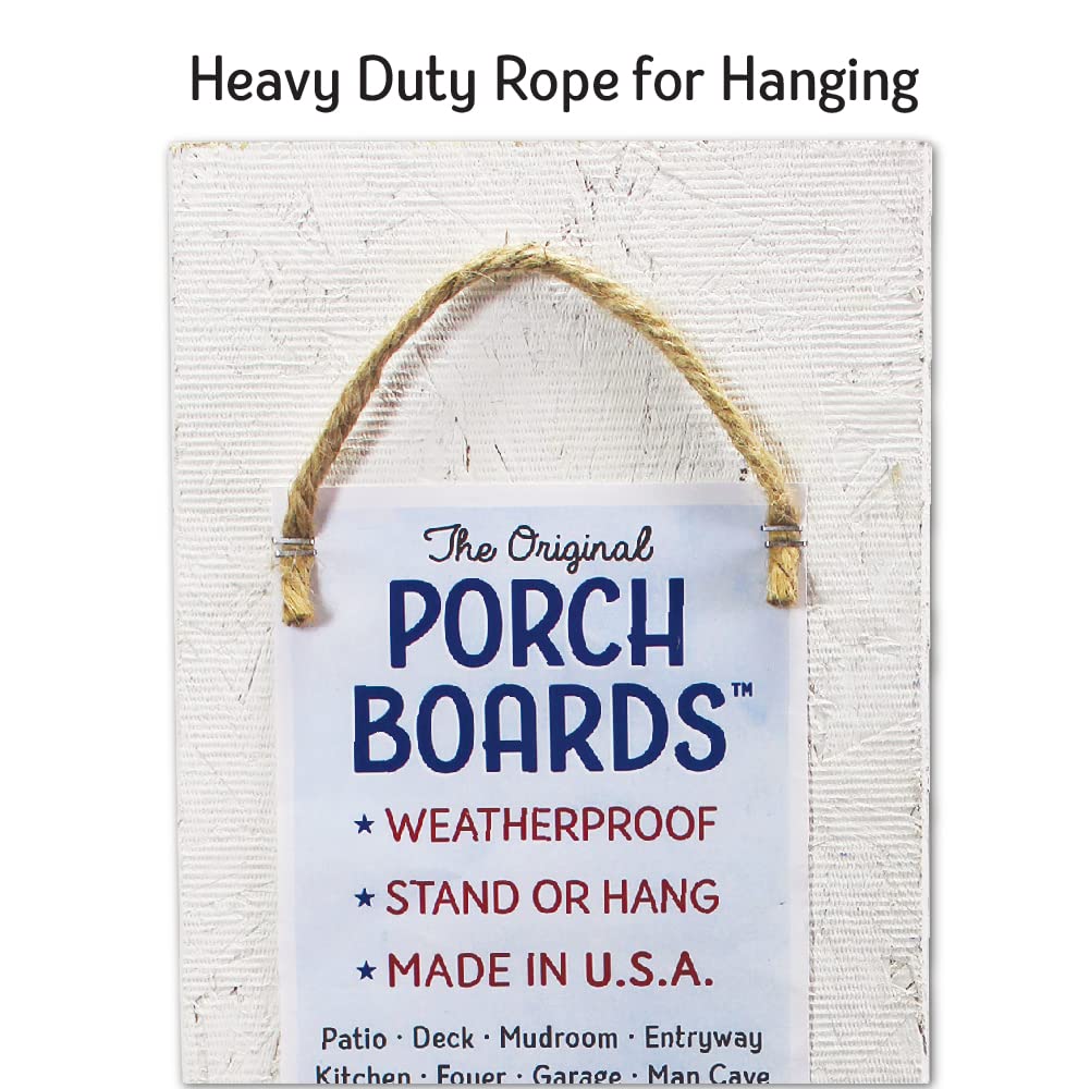 My Word! Porch Leaner Sign, 8x46.5in, Composite, Rustic Farmhouse Decorative Signage, Blue Leaves Welcome