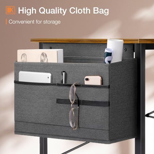 ODK Computer Desk, 40 Inch Small Study Desk, Office Desk with Storage, Work Table with Headphone Hook for Small Space Home Office, Rustic Brown