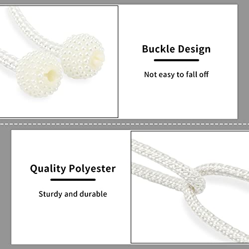 8 Pack Curtain Tie Backs, Pearl Curtain Ties Decorative Rope, Modern Rope Buckle Curtain Holdbacks Holder for Home Bedroom Office (Grey)