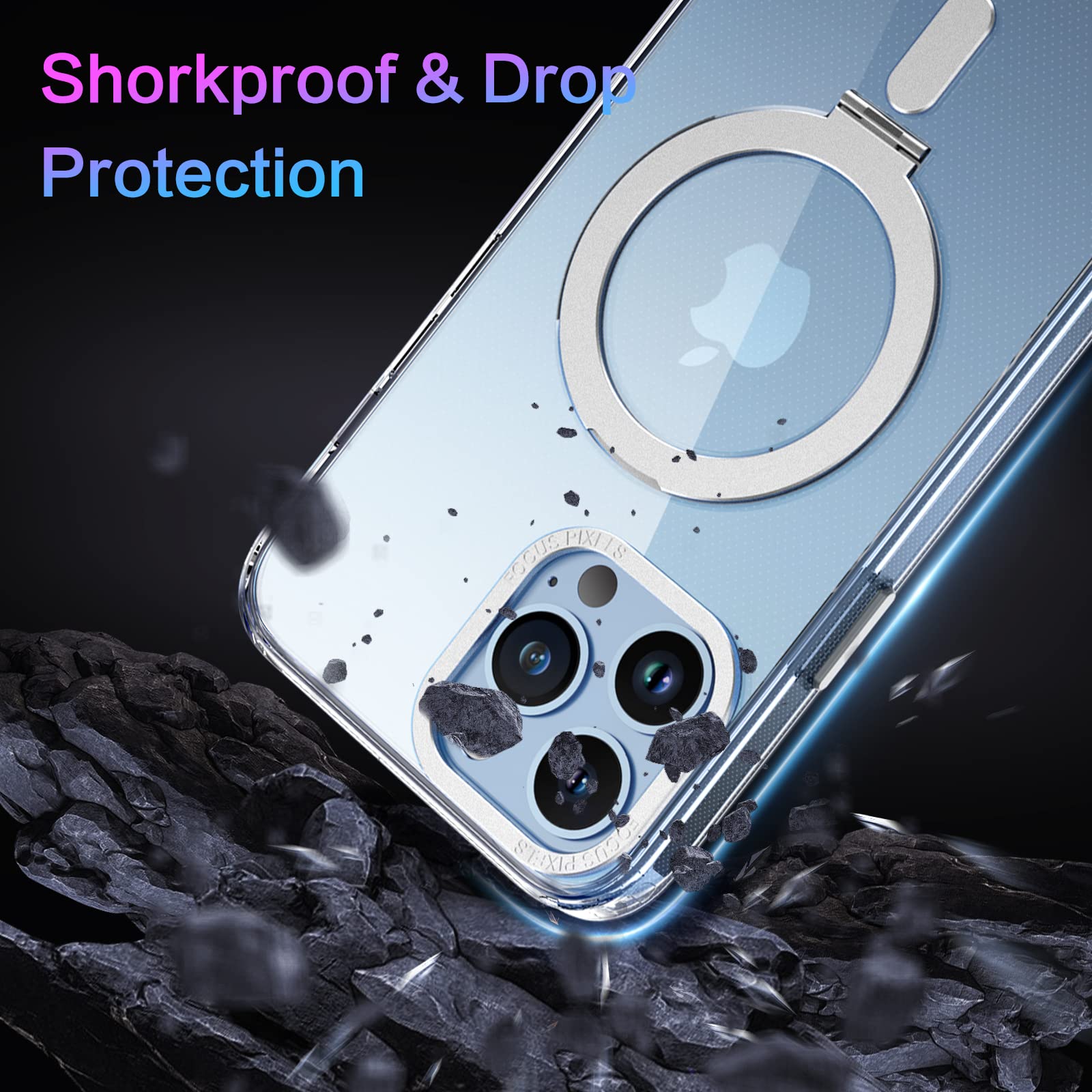 DUEDUE for iPhone 13 Pro Max Magnetic Case with Invisible Stand [Compatible with Magsafe], Clear Full Body Protective Cover Slim Transparent Shockproof Phone Case for iPhone 13 Pro Max 6.7", Clear