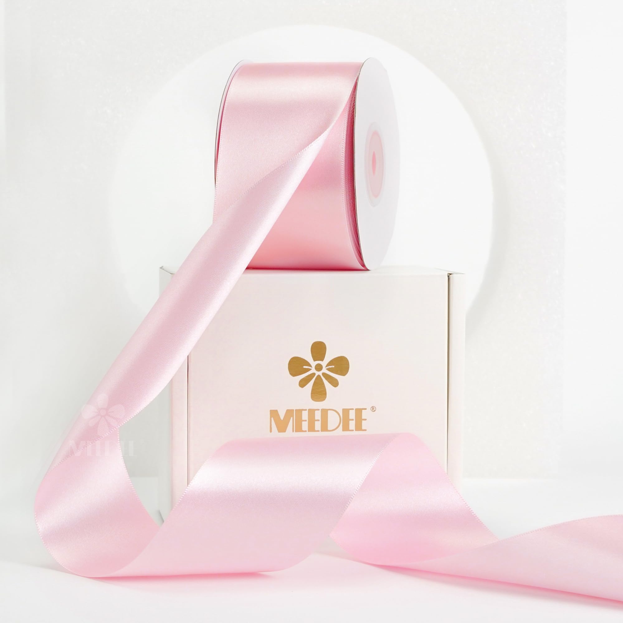 MEEDEE Pink Satin Ribbon - 2 Inch Double Faced Satin Ribbon by 25 Yards for Gift Wrapping, DIY Crafts, Weddings, Flower Bouquets, Holiday Decorating