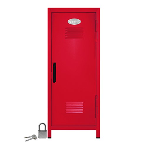Mini Locker with Lock and Key Red -10.75" Tall x 4.125" x 4.125"