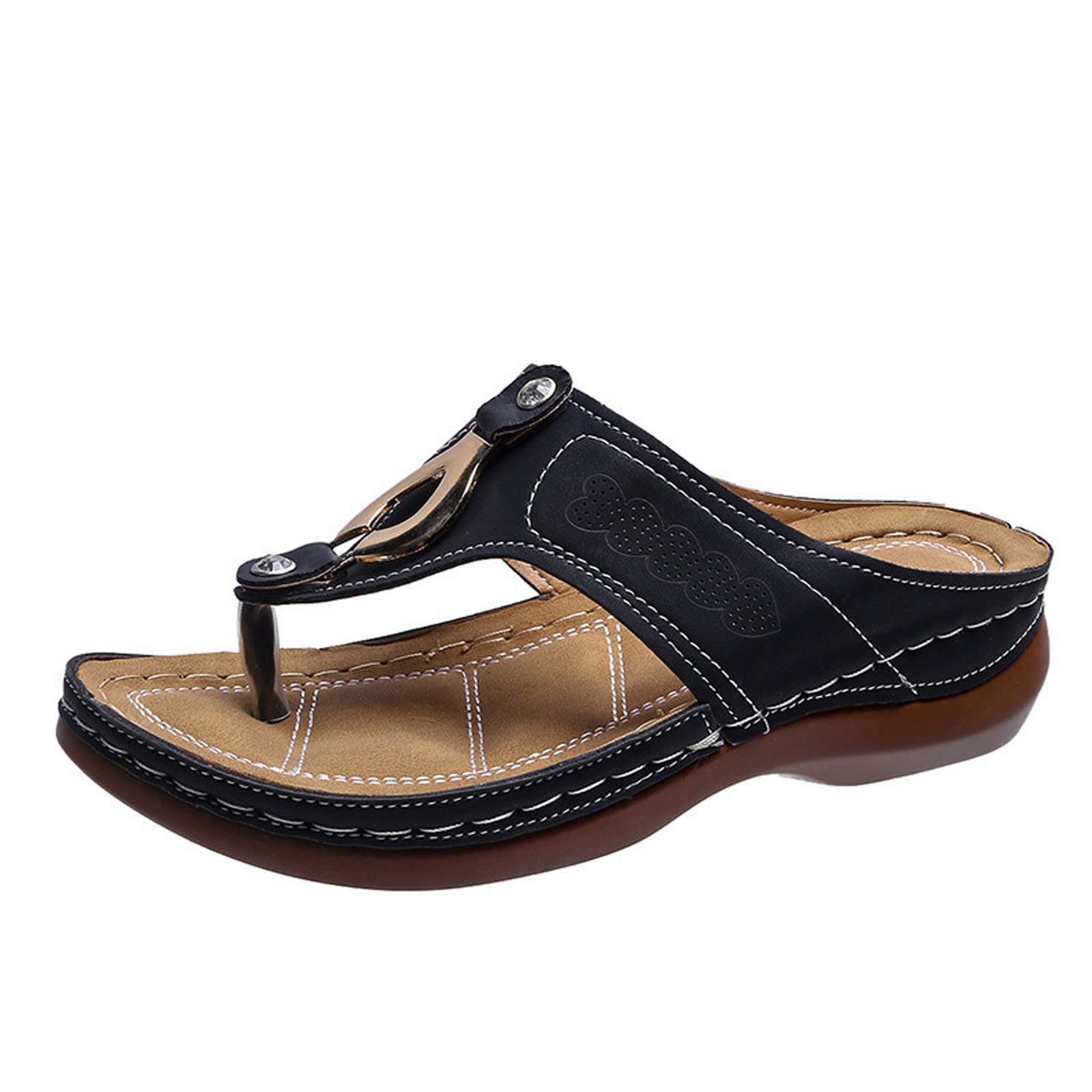Hot6sl Orthopedic Flip Flops Women Comfortable Shoes Flip Flops Sandals for Women with Arch Support for Comfortable Walk #, Black, 6.5