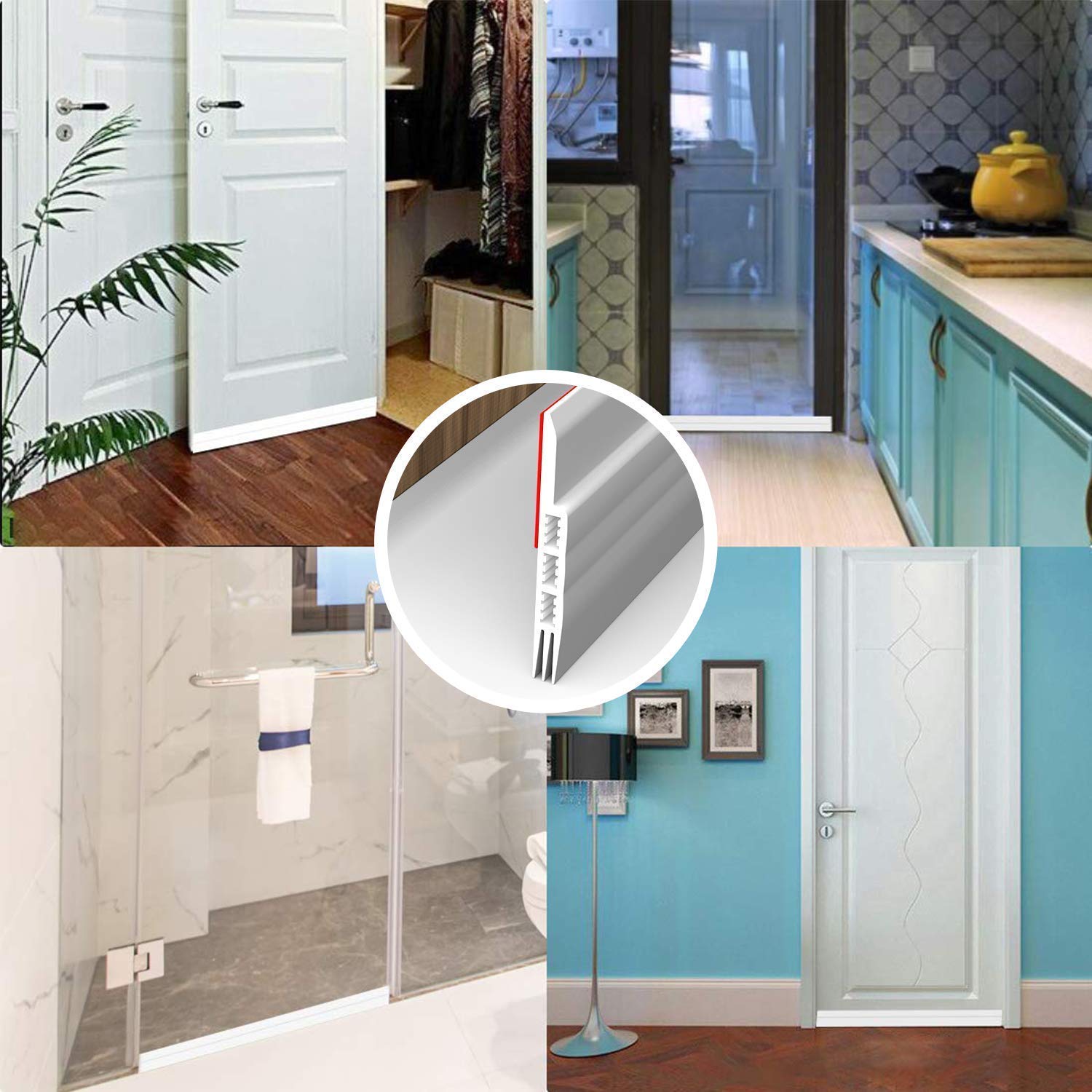 Holikme Door Draft Stopper Under Door Draft Blocker Insulator Door Sweep Weather Stripping Noise Stopper Strong Adhesive