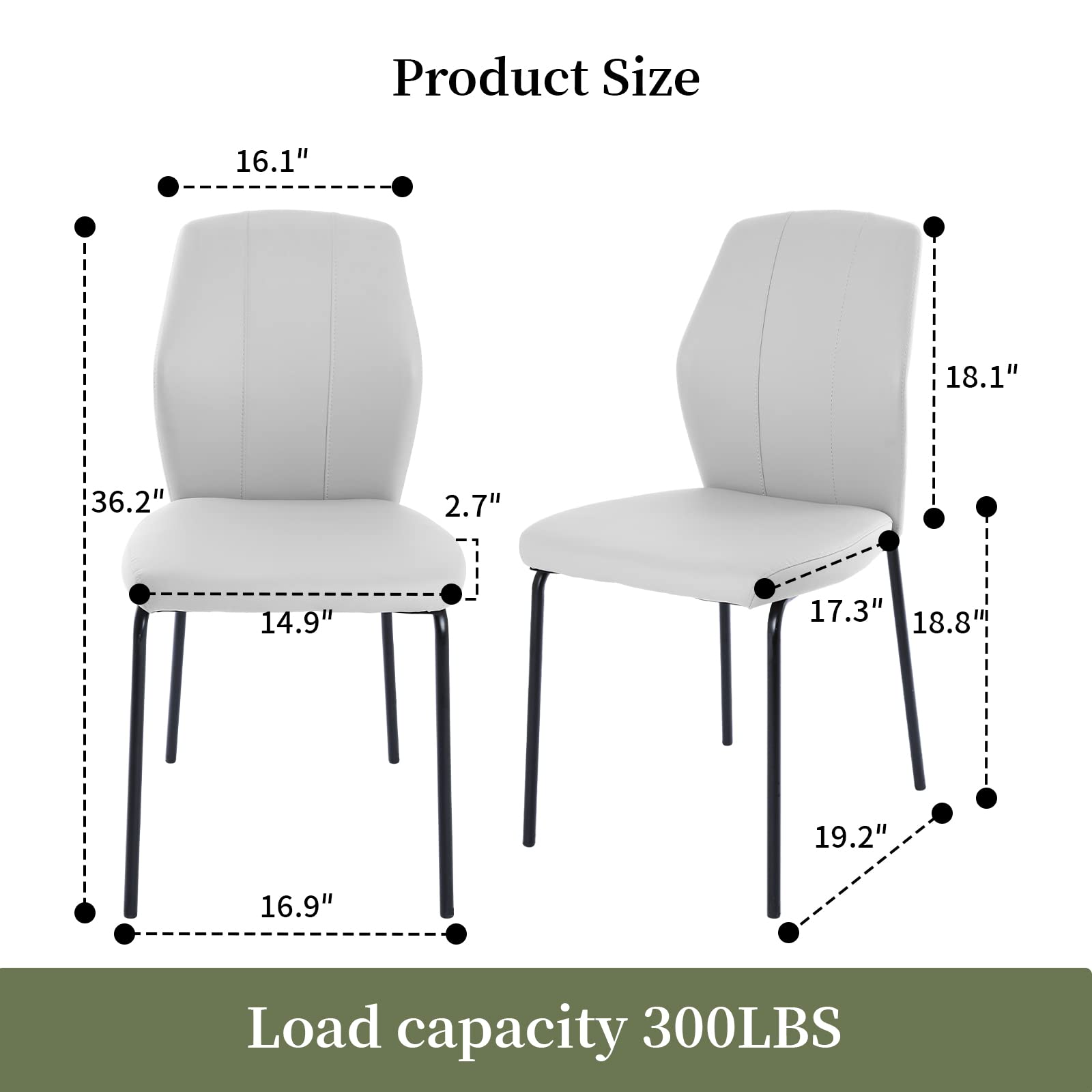 Zerifevni Set of 4 Dining Chair Modern Elegant Side Chairs Leather Durable Wide Cushion for Kitchen Room (4-White)