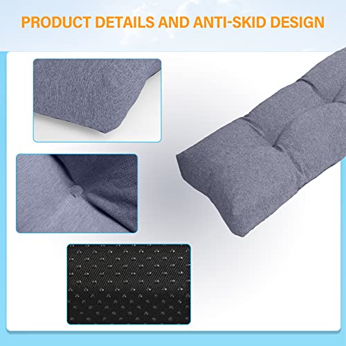 Detiblue Non Slip Tufted Bench Cushion - Soft Corduroy, Indoor Outdoor Patio, Piano Bench Sofa Cushions, Entryway Storage, Bay Window, High-Density Memory Foam, 48x16x4 inch, Grey