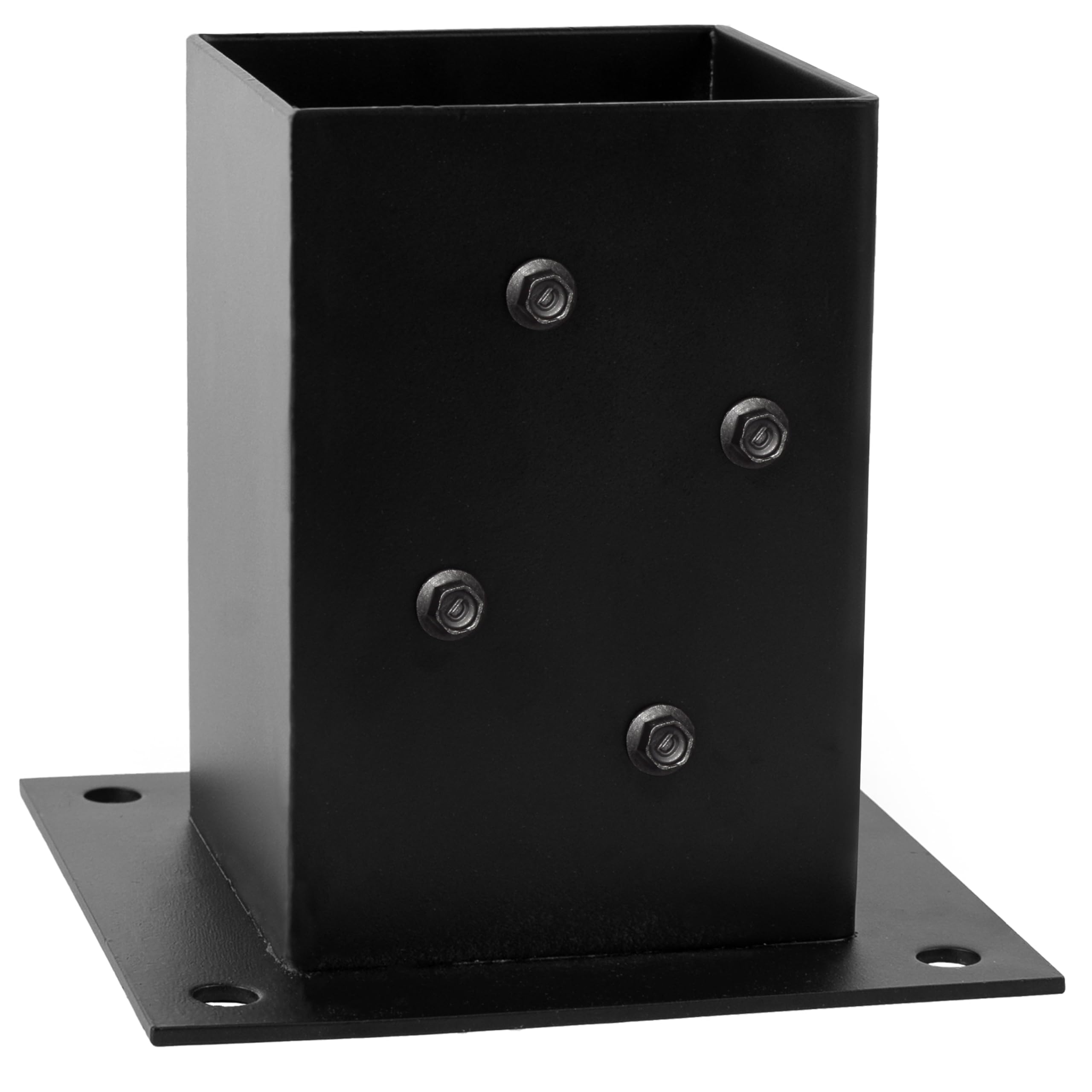 (4 PCS) LADECH 4x4 Wood Fence Post Anchor Base, 2mm Thick Steel and Black Powder Coated,Come with Wood Screws and Concrete Anchors (Black - 4 PCS)