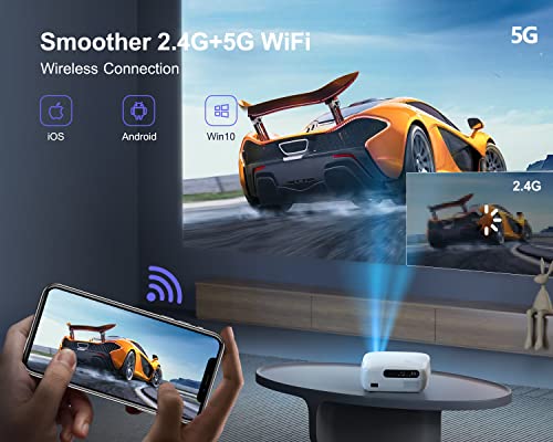 [Auto Keystone] 5G WiFi Bluetooth 5.2 Projector, WiMiUS Upgrade K7 550 ANSI Lumen Full HD 4K Projector Outdoor Projector, Zoom, 500'' Display 6D Keystone, 4D,4P Home Theater Projector (Brightest)