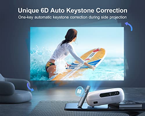 [Auto Keystone] 5G WiFi Bluetooth 5.2 Projector, WiMiUS Upgrade K7 550 ANSI Lumen Full HD 4K Projector Outdoor Projector, Zoom, 500'' Display 6D Keystone, 4D,4P Home Theater Projector (Brightest)