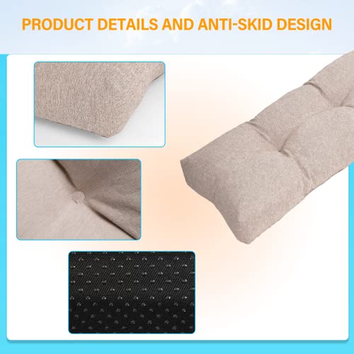 Detiblue Non Slip Tufted Bench Cushion - Polyester Brushed, Indoor Outdoor Patio, Piano Bench Sofa Cushions, Entryway Storage, Bay Window, High-Density Memory Foam, 36x14x4 inch, White