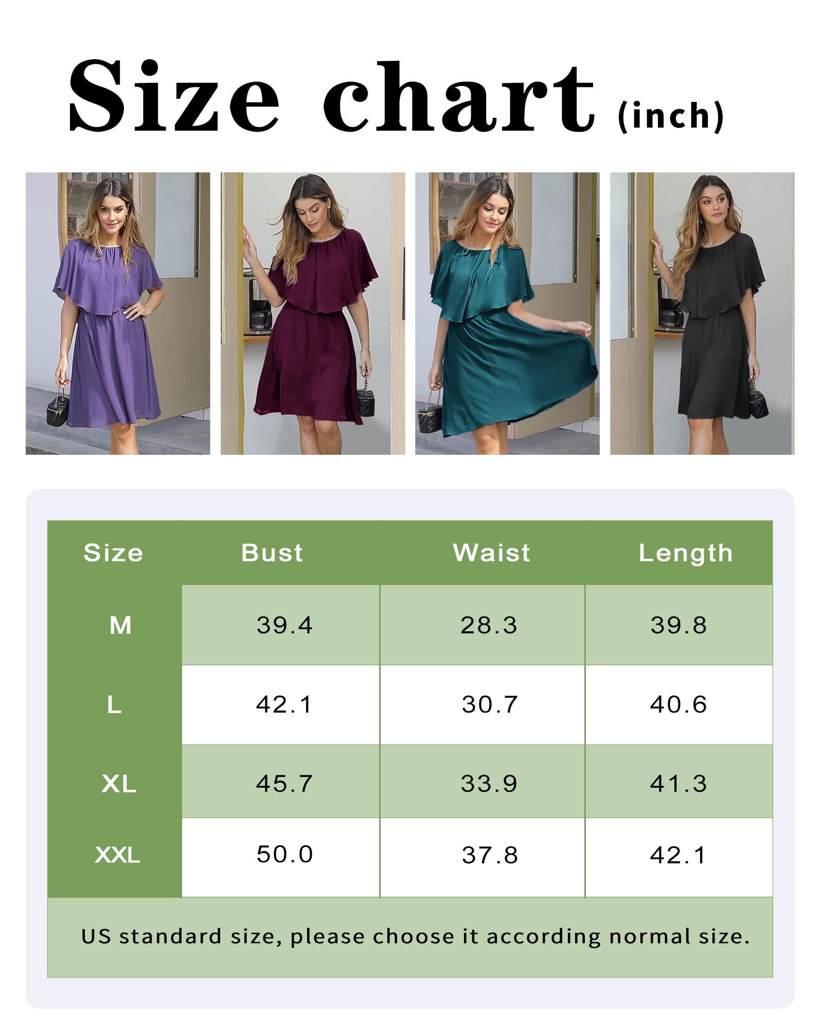Bodhi talk Dresses for Women 2023 Wedding Guest Boat Neck Solid Color Casual Chiffon Dress Sleeveless Cape Dresses Peacock Green Large