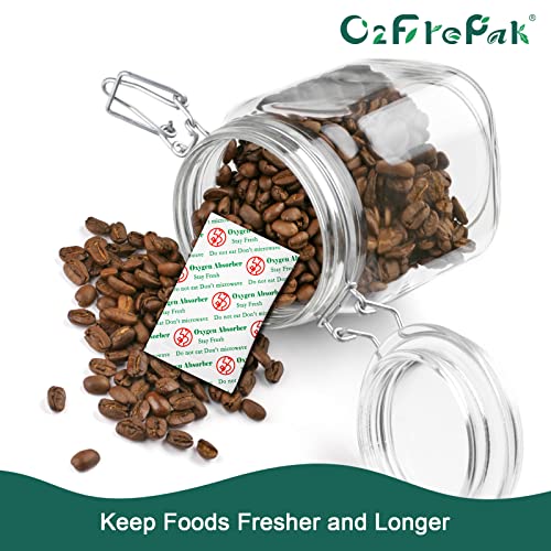 O2frepak 200CC(100-Pack) Food Grade Oxygen Absorbers Packets For Food Storage,Oxygen Absorbers Storage Packets With Oxygen Indicator In Vacuum Bag And 3 Times Oxygen Absorption Capacity