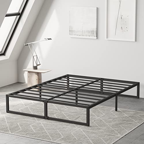 Richwanone 14 inch Full Bed Frame Metal Platform Mattress Foundation with Steel Slat Support, No Box Spring Needed, Easy Assembly, Black