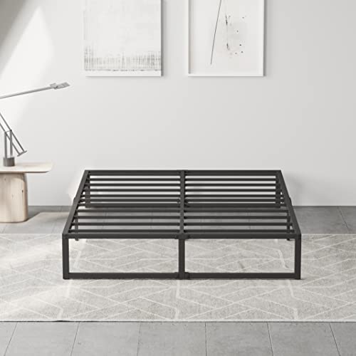 Richwanone 14 inch Full Bed Frame Metal Platform Mattress Foundation with Steel Slat Support, No Box Spring Needed, Easy Assembly, Black