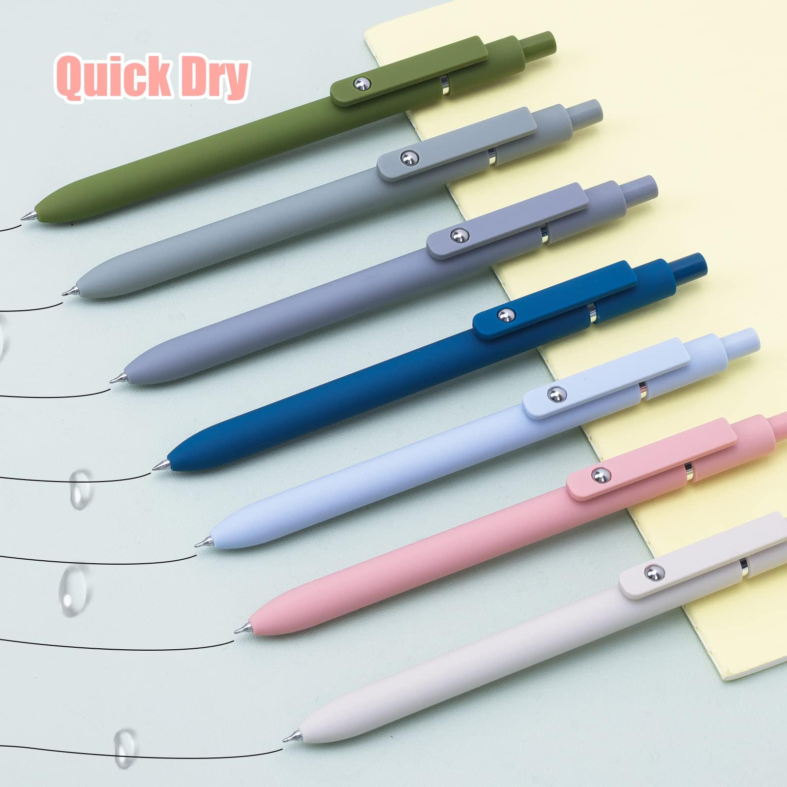 LABUK 7pcs Cute Gel Pens, Fine Point 0.5mm Black Ink Rolling Ball Aesthetic Pens, Retractable Quick Dry, Smooth Writing for School & Office Supplies