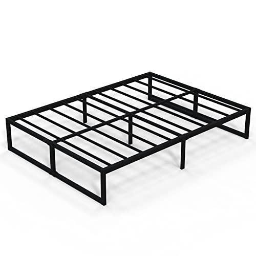 Richwanone 14 inch Full Bed Frame Metal Platform Mattress Foundation with Steel Slat Support, No Box Spring Needed, Easy Assembly, Black