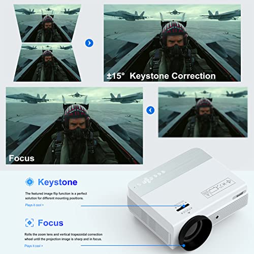 Projector with WiFi and Bluetooth, Native 1080P/12000 Lumen Outdoor Movie Projector with 120ββ Screen, 4K & 300'' Display Support, Phone Video Projector Compatible with iOS/Android/TV Stick /Win/PS5