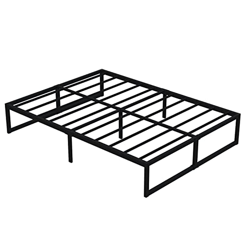 Richwanone 14 inch Full Bed Frame Metal Platform Mattress Foundation with Steel Slat Support, No Box Spring Needed, Easy Assembly, Black